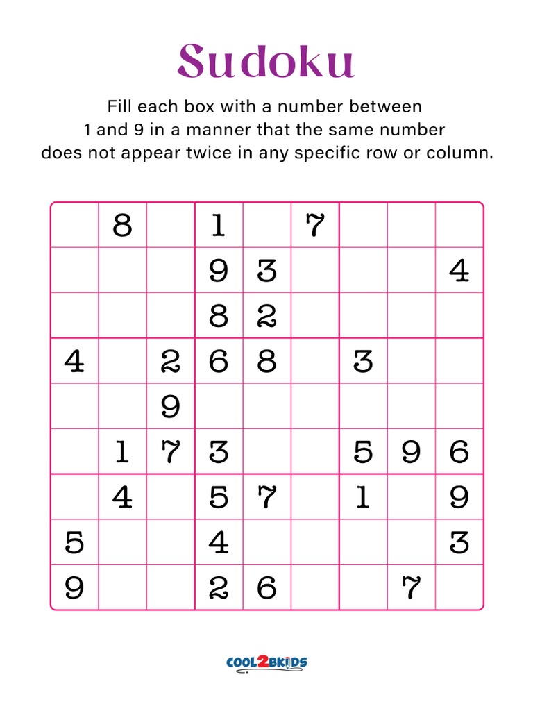 Easy Sudoku For Kids Printable | PDF