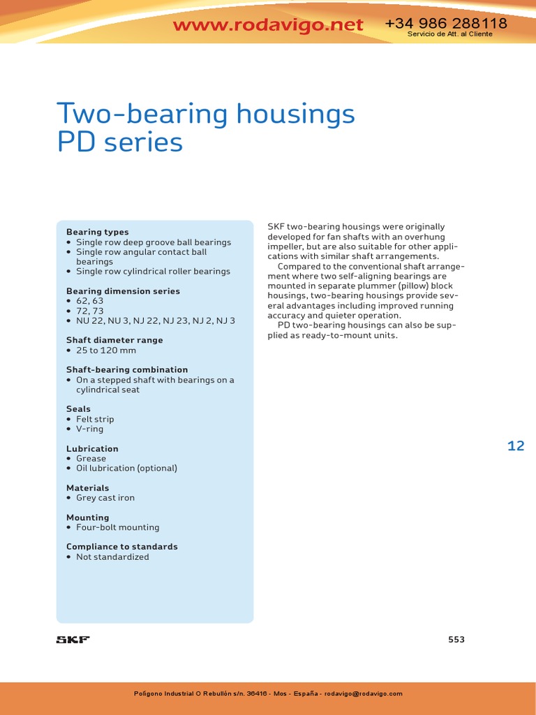 PD Series Two-Bearing Housings Overview | PDF | Bearing (Mechanical ...
