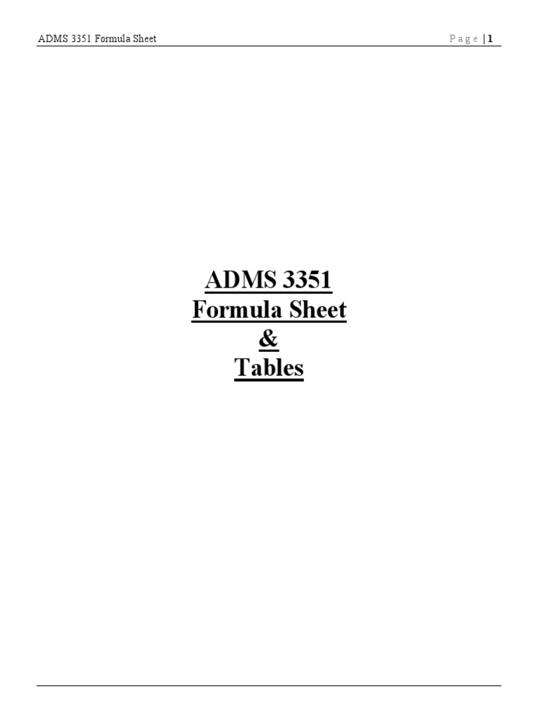 ADMS 3351 Formulas | PDF | Inventory | Output (Economics)