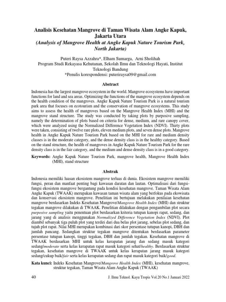 Jenis-Jenis Mangrove Di TWA Angke Kapuk | PDF