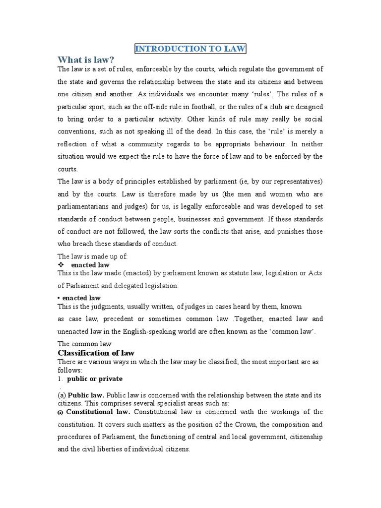 Introduction To Law | PDF