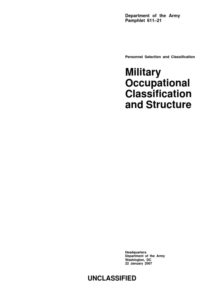 DA PAM 611-21 Military Occupational Classificationj | PDF
