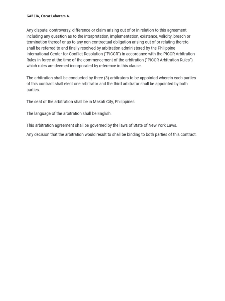 Arbitration Agreement in New York Law | PDF | Law
