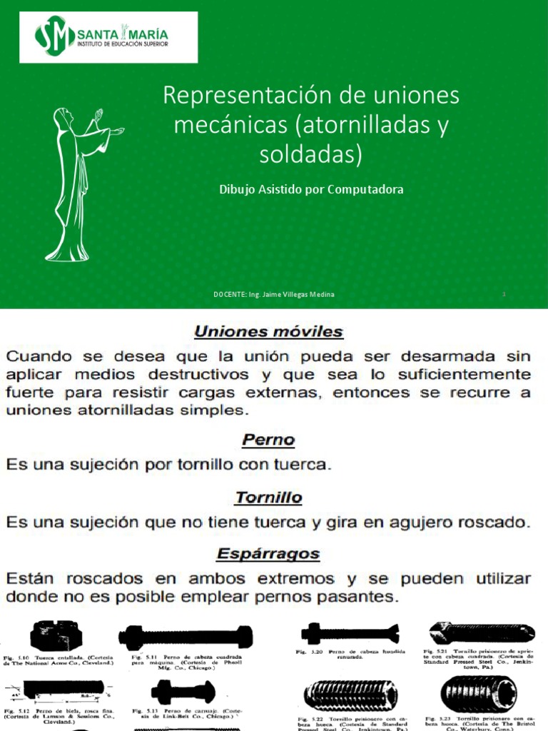 T05 - Representación de Uniones Mecánicas (Atornilladas y Soldadas) | PDF