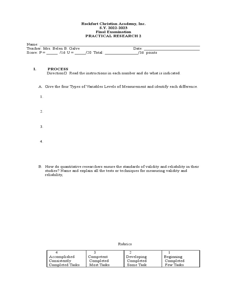 Practical Research 2 Final Exam Guide | PDF | Career & Growth | Business