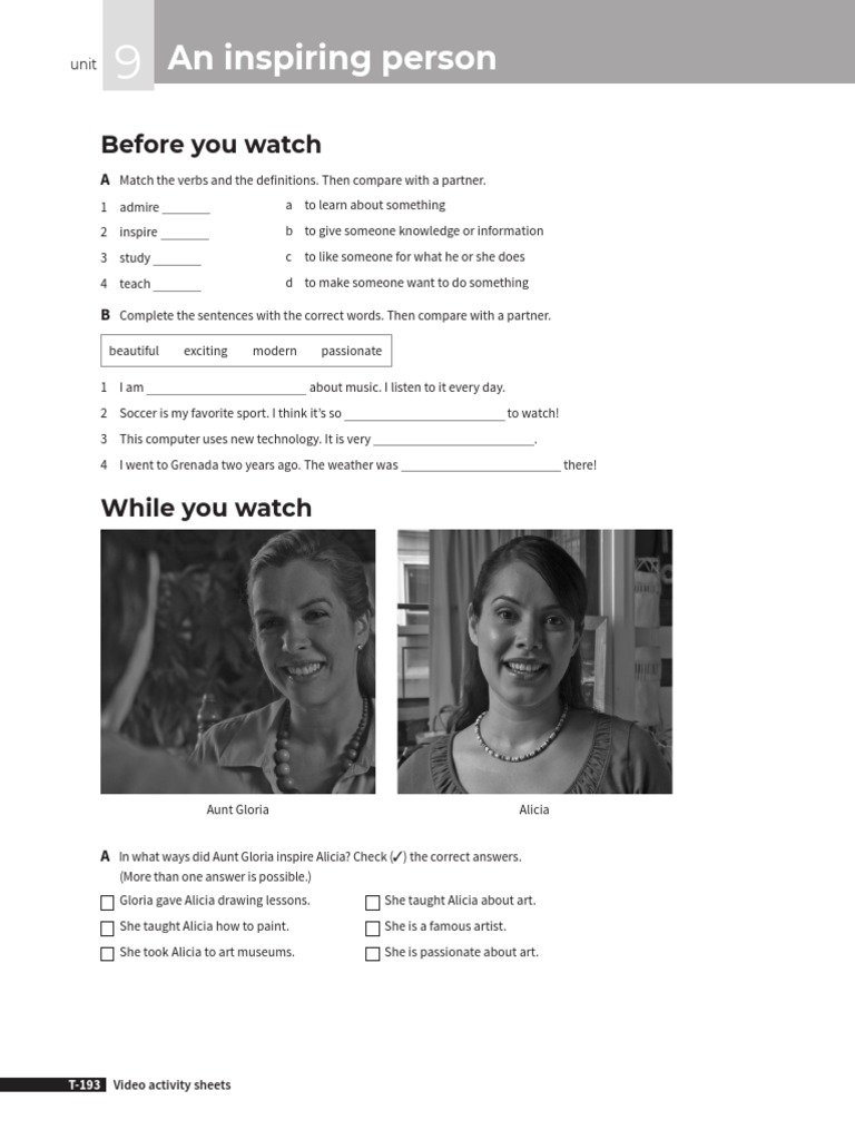 Four Corners 2e Level 2 Unit 09 Video Worksheet | PDF | Grammar | Syntax