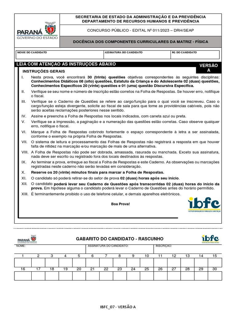 Caderno Ibfc 07 A | PDF