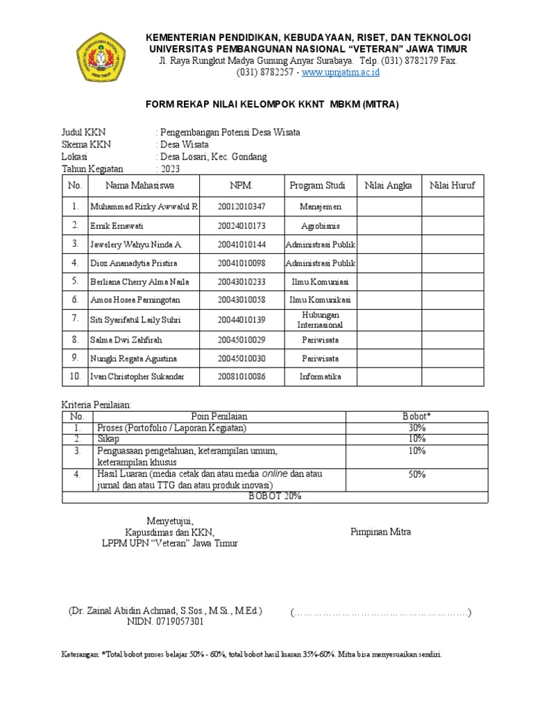 Buku Petunjuk Teknis KKN Tematik MBKM UPNVJT 2023-36 | PDF | Perjalanan | Komputer