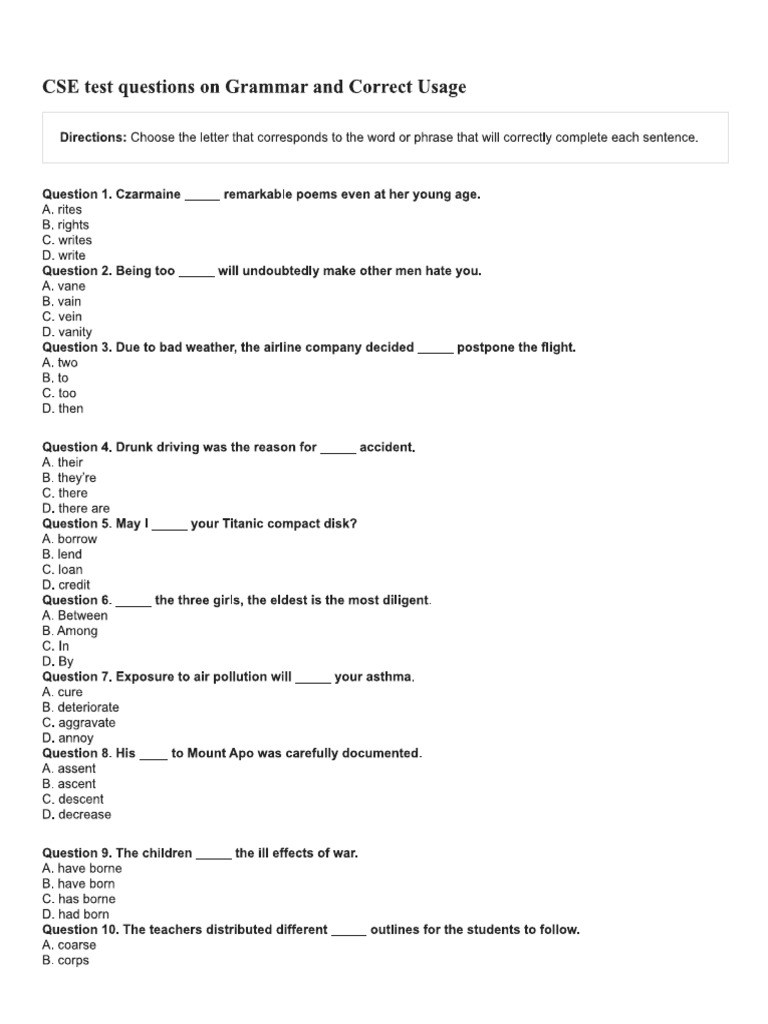 CSC Grammar and Correct Usage | PDF CSC Grammar and Correct Usage | PDF
