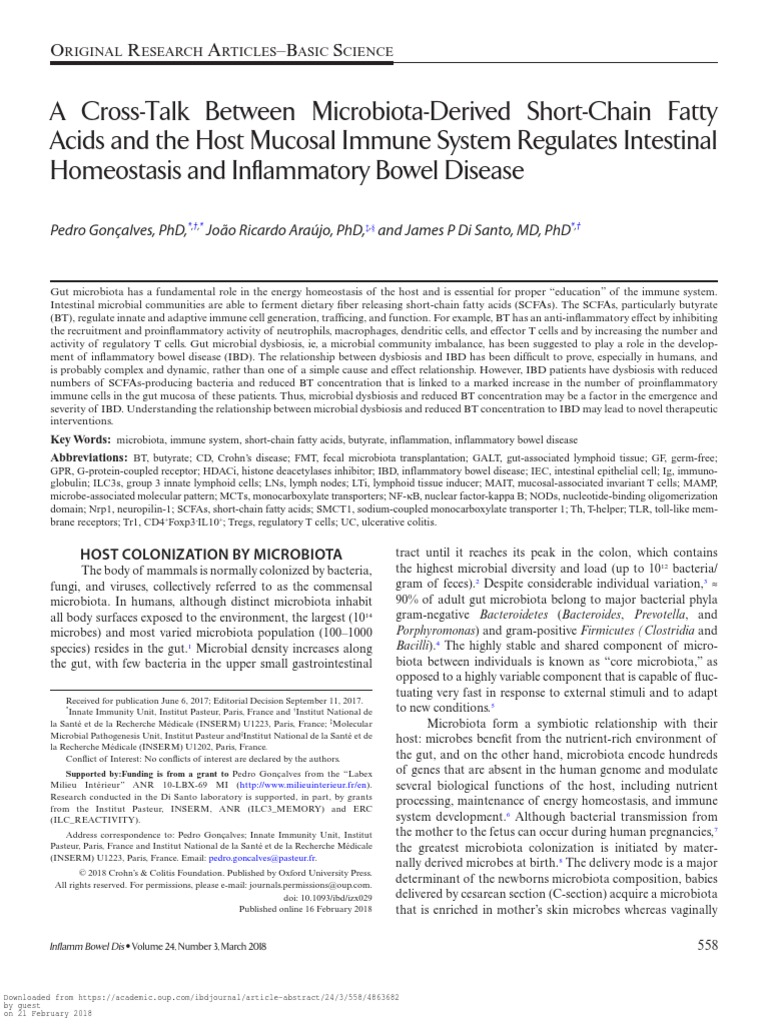 A Cross-Talk Between Microbiota-Derived Short-Chain Fatty Acids and The Host Mucosal Immune ...