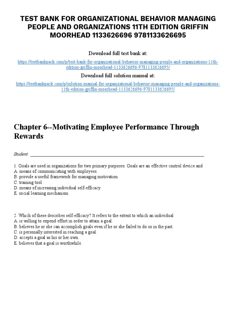 Organizational Behavior Managing People and Organizations 11th Edition ...