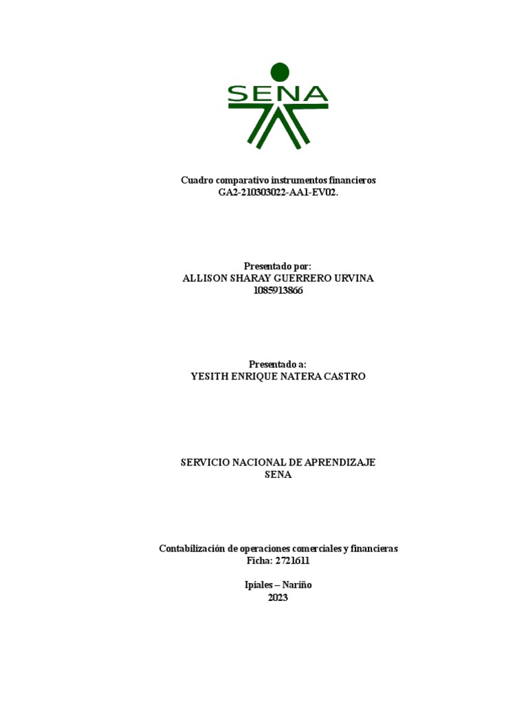 Cuadro Comparativo de Instrumentos Financieros | PDF | Contabilidad ...