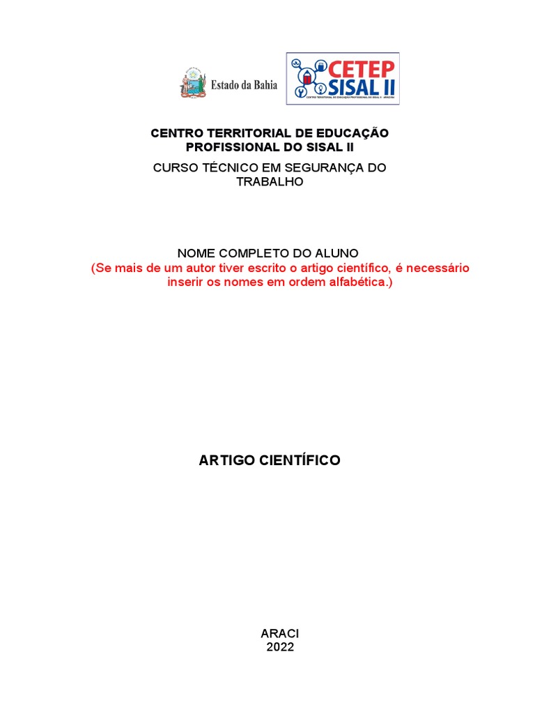 Modelo Pronto de Artigo Científico | PDF