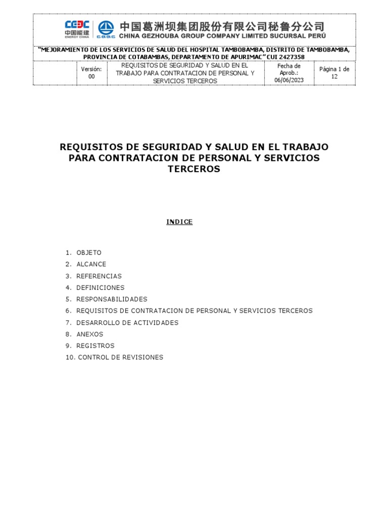 Requisitos SST Contrataciones (Rev 00) | PDF Requisitos SST Contrataciones (Rev 00) | PDF