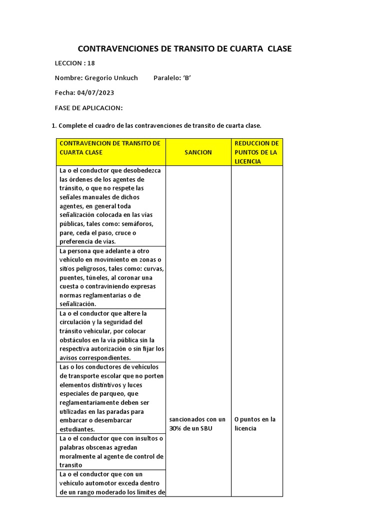 Contravenciones de Transito de Cuarta Clase | PDF | Tecnología
