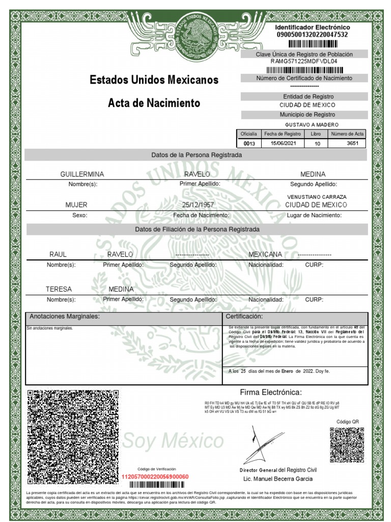 Certificado de Acta de Nacimiento | PDF | Documentos legales ...