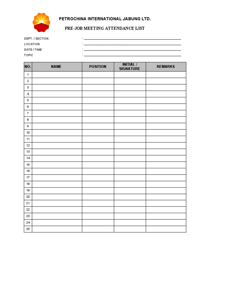 Absen Safety Meeting Attendance List - XLS.LNK | PDF