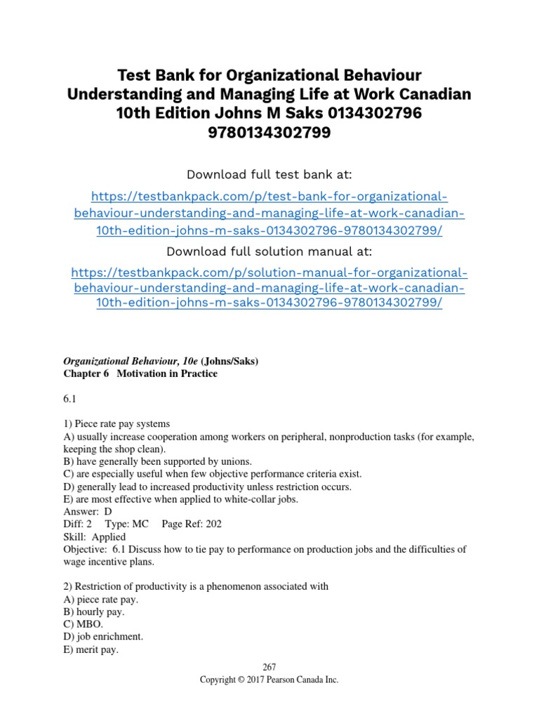 Organizational Behaviour Understanding and Managing Life at Work ...