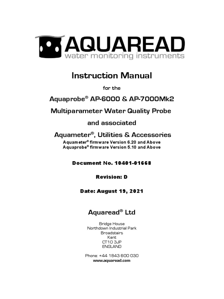Rev D Aquaread Ap 6000 and Ap 7000mk2 Instruction Manual | PDF