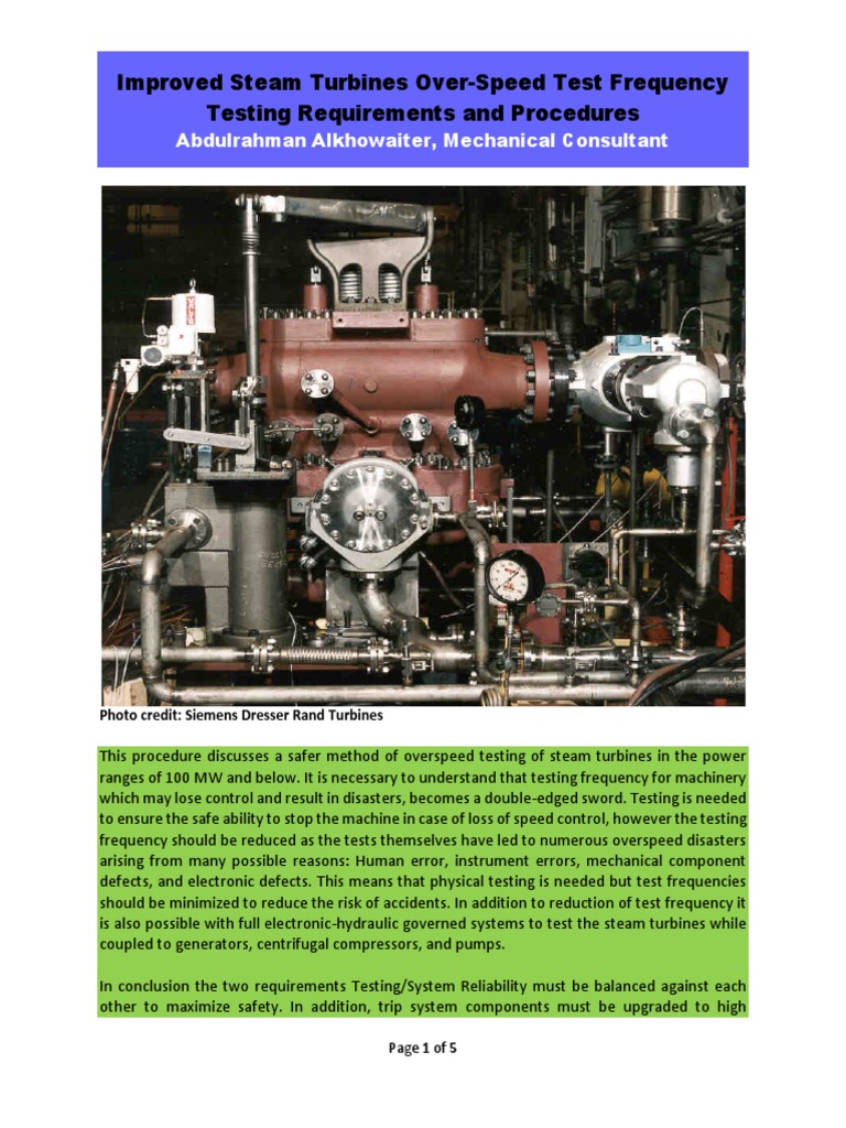 Steam Turbine Overspeed Testing Guide | PDF