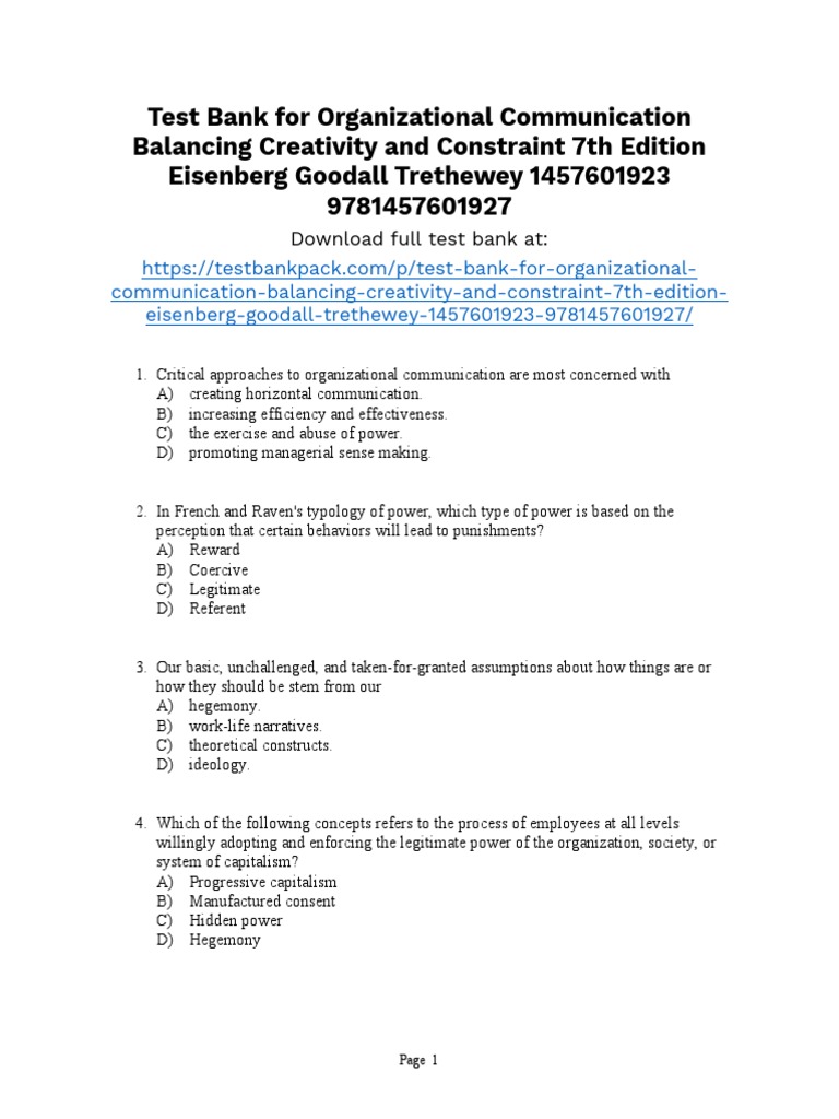 Organizational Communication Balancing Creativity and Constraint 7th ...