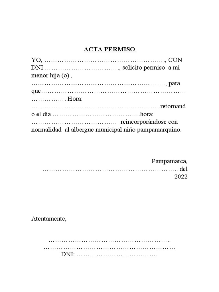 Acta de Permiso | PDF