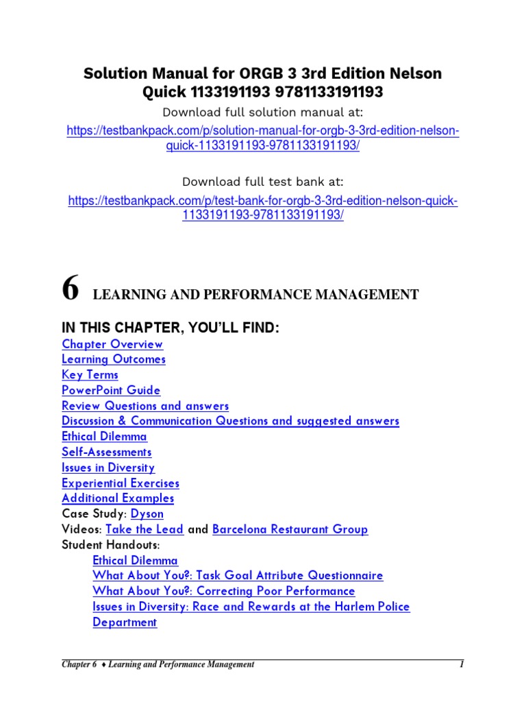 ORGB 3 3rd Edition Nelson Solutions Manual Download | PDF