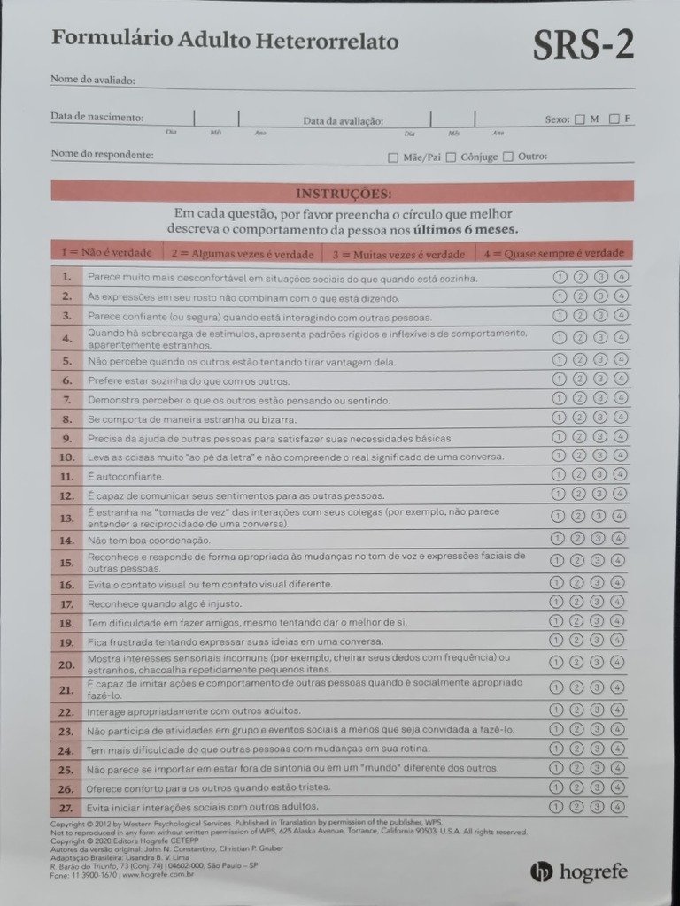 Srs-2 Adulto Heterorrelato | PDF
