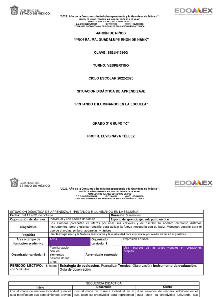Preescolar Plan | PDF | Educación de la primera infancia | Salón de clases