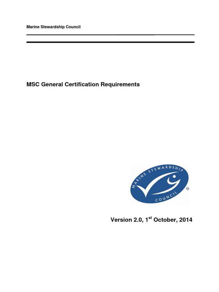 MSC General Certification Requirements and Guidance v2.0 | PDF