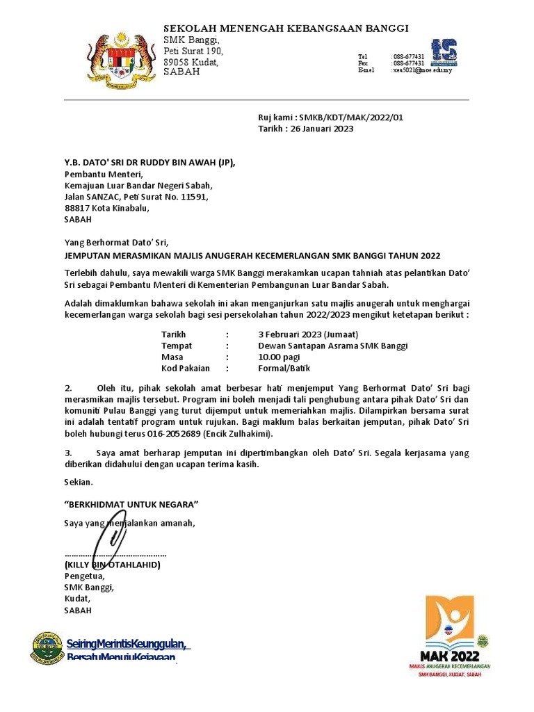 Mak01-Surat Jemputan Datuk | PDF