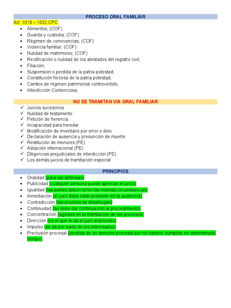 PROCESO ORAL FAMILIAR | PDF