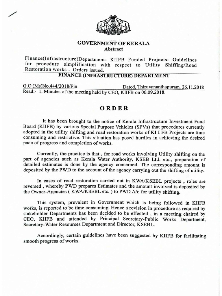 GO-Ms444-2018-FinDated26-11-2018 utility shifting order | PDF