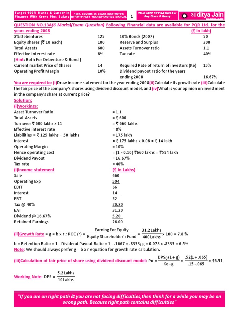 5 Most Important Solution - Security Valuation-DIVIDEND | PDF | Dividend | Stocks