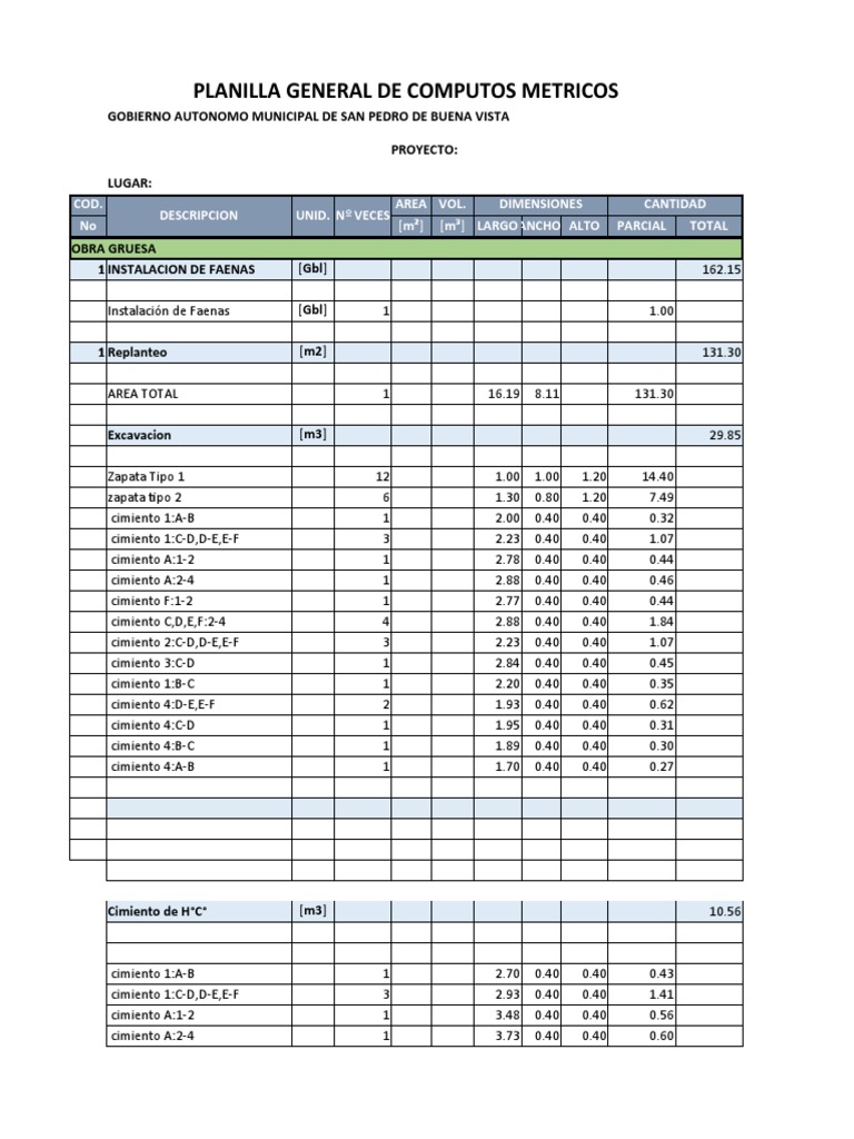 Planilla de Computos | PDF | Construyendo tecnología | Materiales