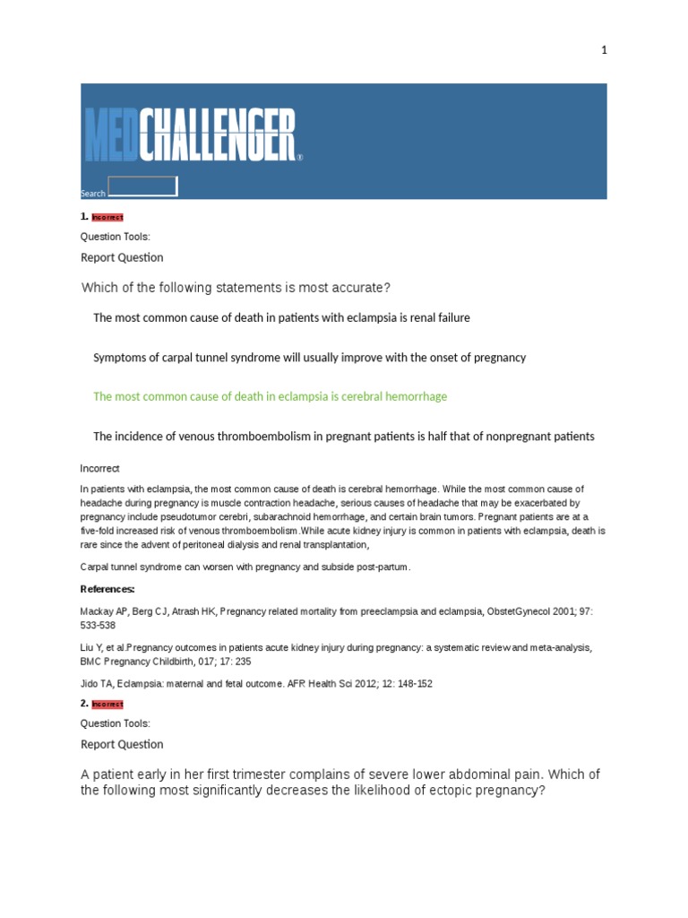 Women S and Maternity Health Med Challenger Q As | PDF