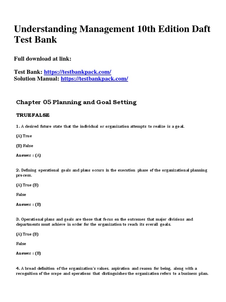 Management Planning Test Bank | PDF | Business | Art