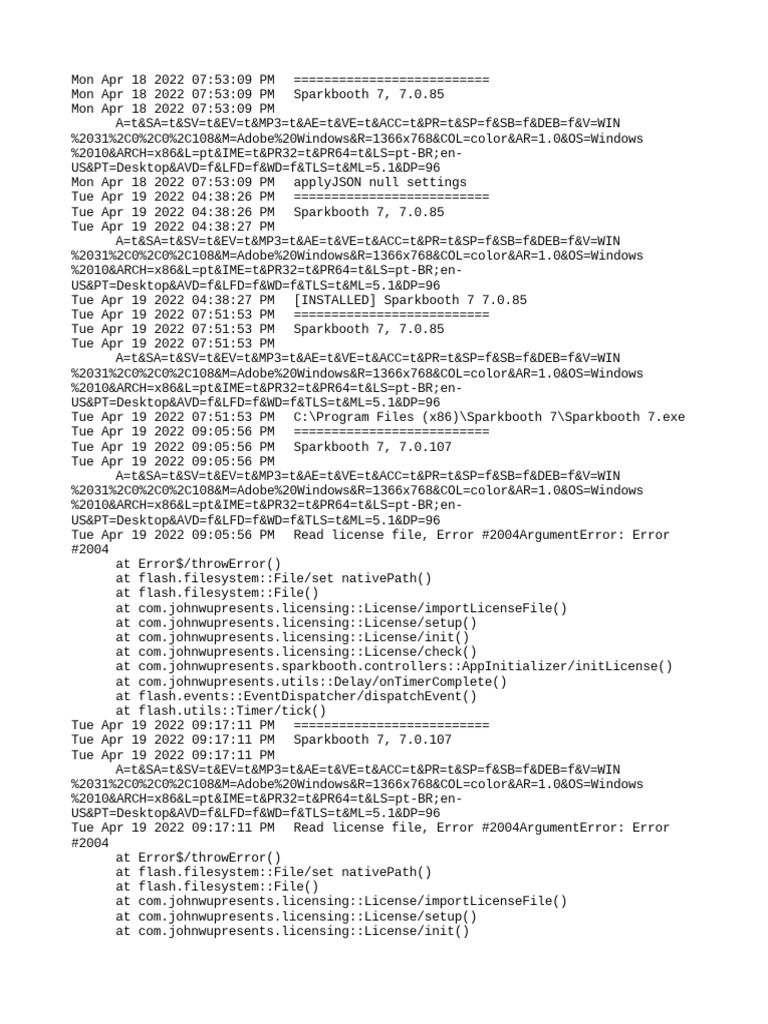 Sparkbooth 7 License Errors Report | PDF | Computers