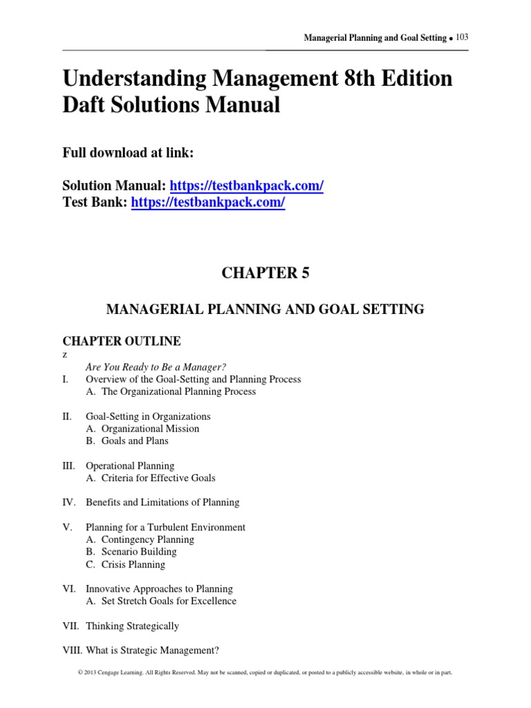 Understanding Management 8th Edition Daft Solutions Manual 1 | PDF | Strategic Management | Goal