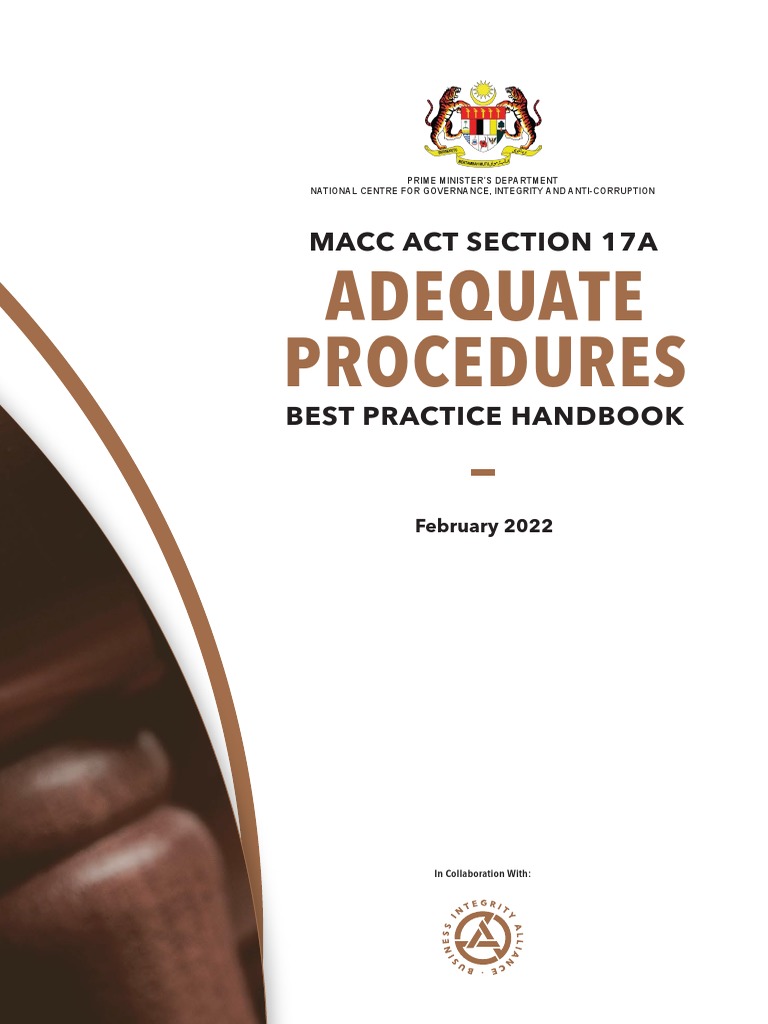 MACC Act Section 17A Adequate Procedures Best Practice Handbook | PDF
