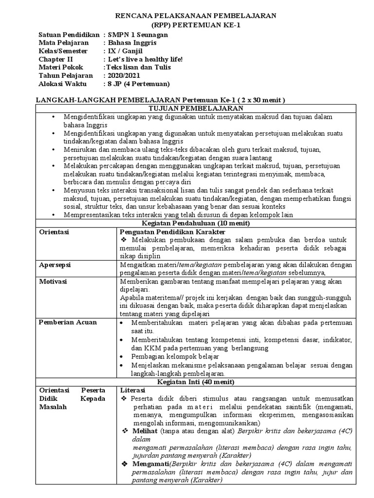 RPP 2 Let s Live A Healthy Life PDF