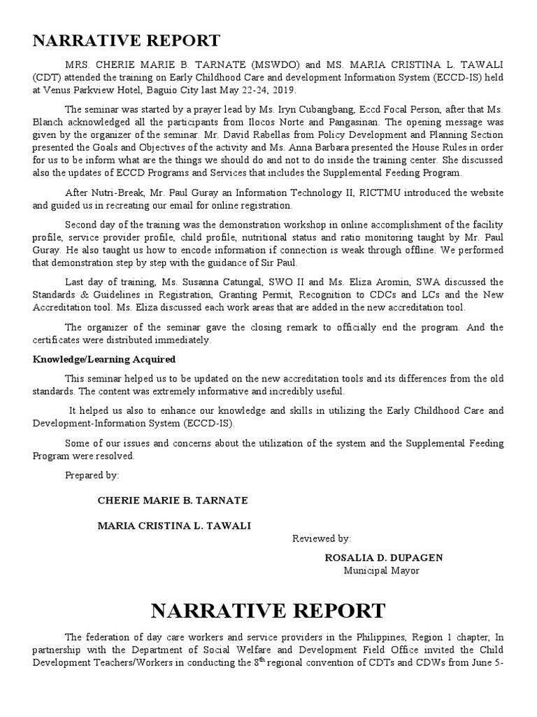 Narrative Report On Seminar | PDF