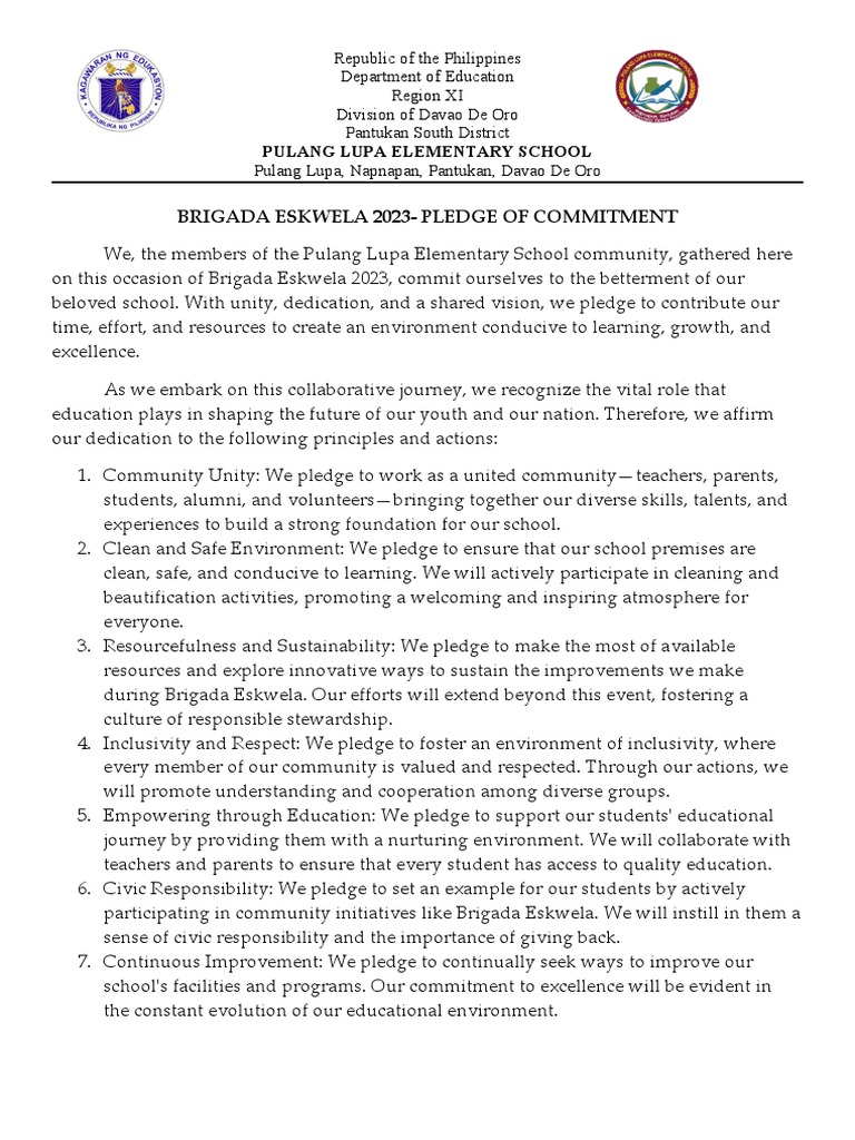 Be Pledge of Commitment | PDF