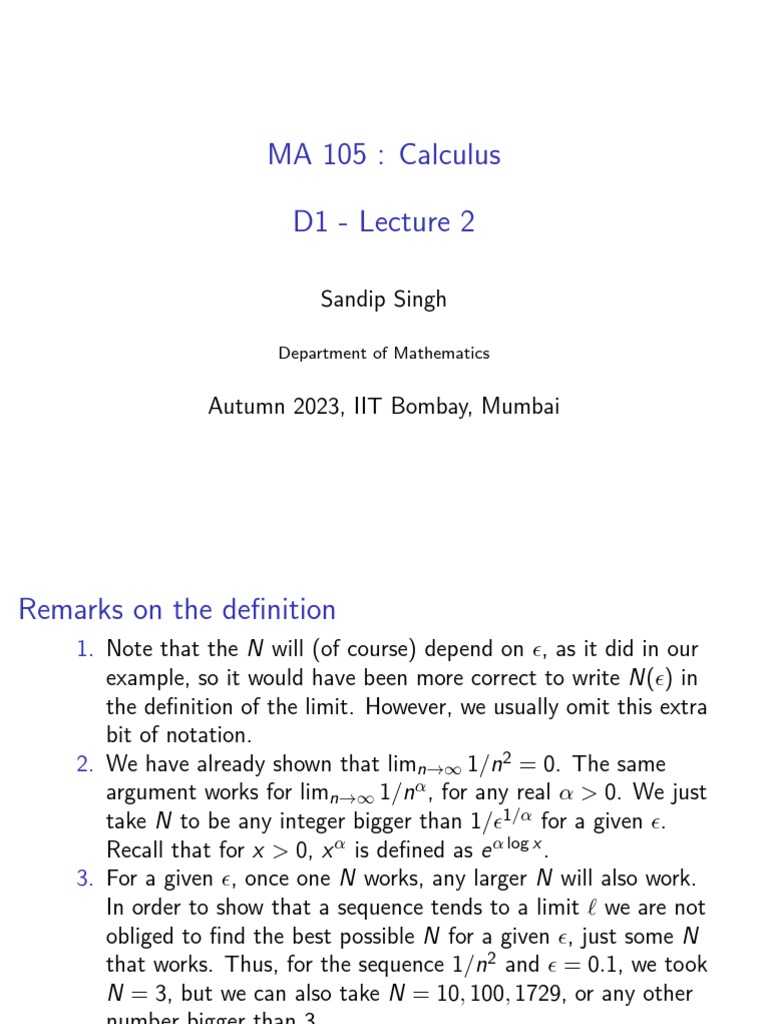 Calculus Limits and Convergence | PDF