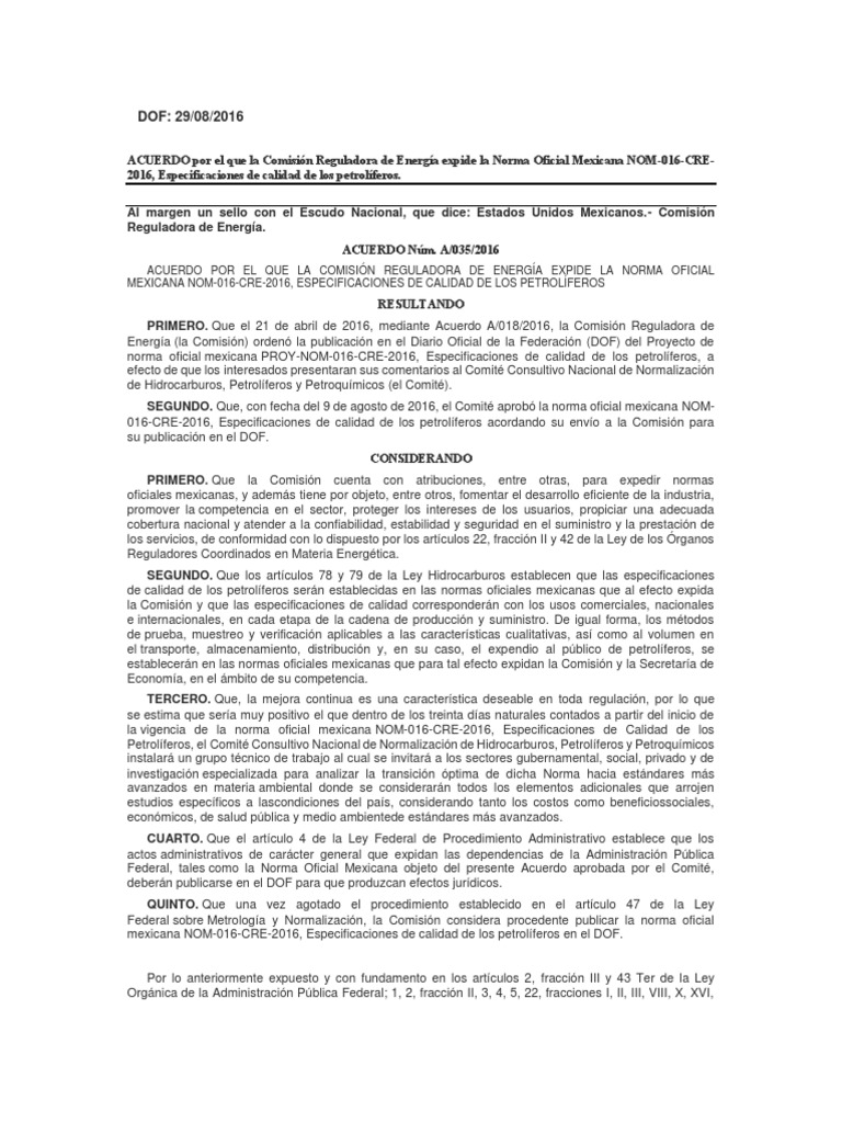 Nom-016-Cre-2016 | PDF