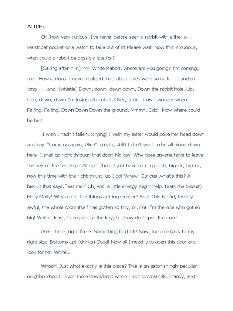 Alice's Character Impersonation Script | PDF