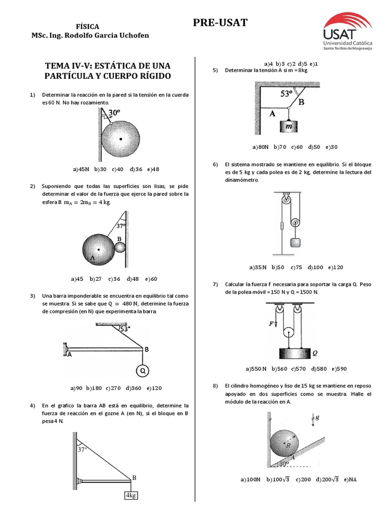 Tema 4 y 5 - Estática de Una Partícula y Cuerpo Rígido | PDF