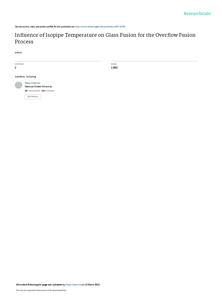 Influence of Isopipe Temperature On Glass Fusion F | PDF
