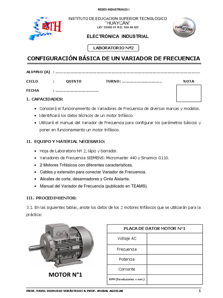 Lab N°2 Configuracion Basica Variador de Frecuencia | PDF