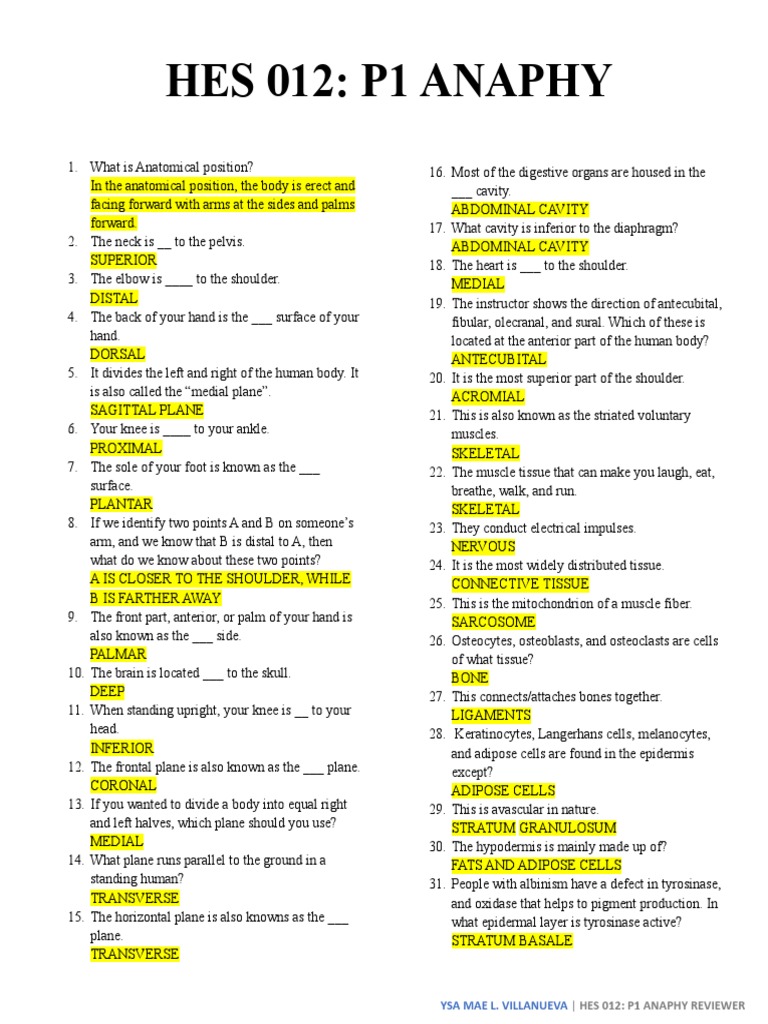 P1 Anaphy Reviewer | PDF